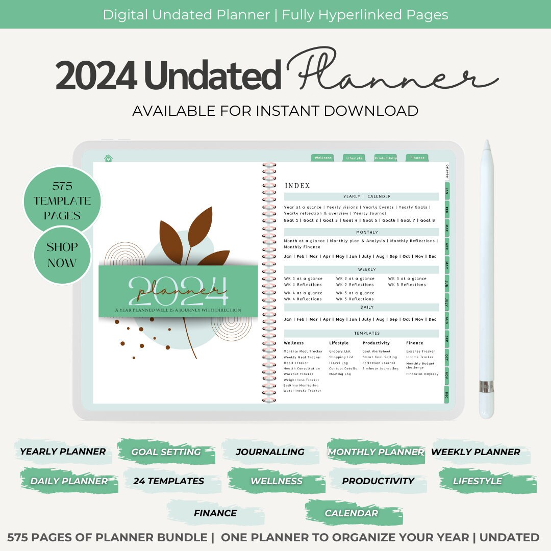 2024 Digital Planner, Fillable PDF Planner, Goodnotes Planner, iPad ...