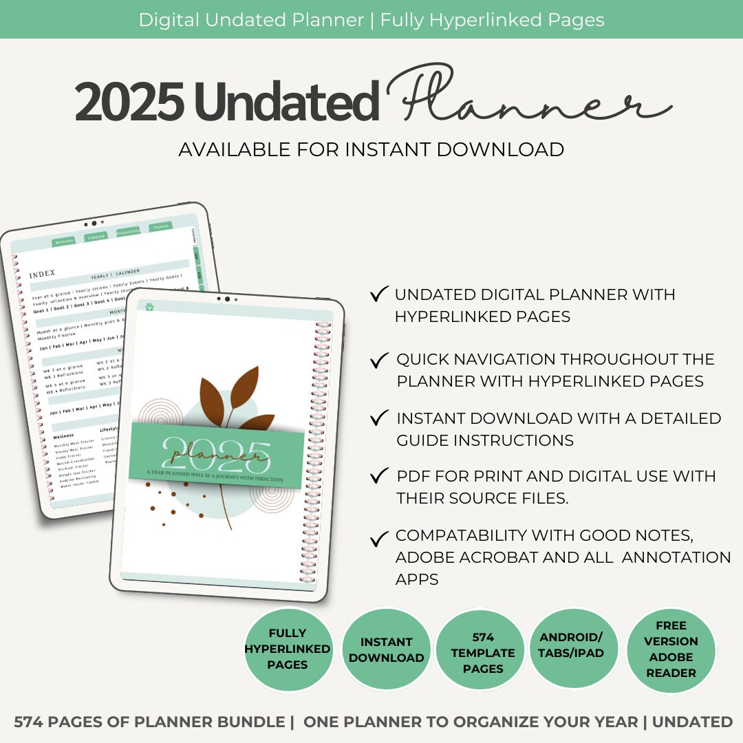 Digital Planner Fillable PDF, Goodnotes, Ipad, Windows, Notability ...
