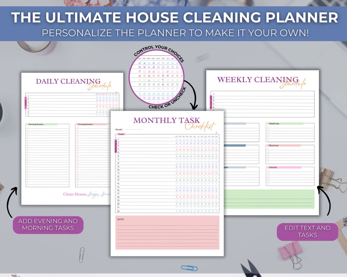 Ultimate Editable, Printable, Fillable House Cleaning Planner ADHD ...