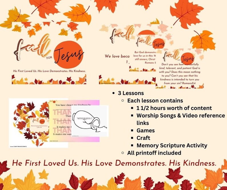 Fall for Jesus | 3 Week Sunday School Lesson - Etsy