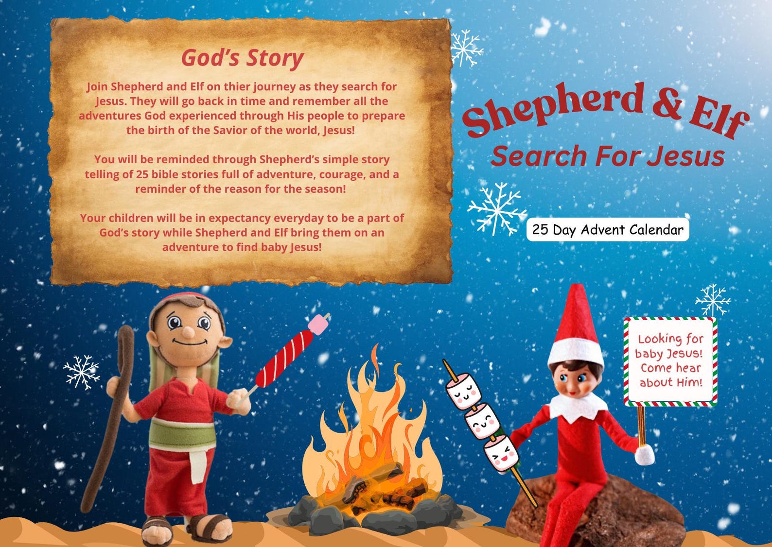 Shepherd & Elf Search for Jesus : God's Story 25 Day Advent Calendar - Etsy