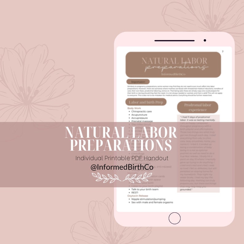 Natural Labor Prep, Handout - Etsy