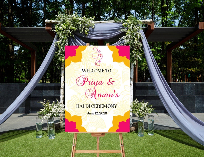EDITABLE HALDI WELCOME Sign Indian Haldi Welcome Sign Pithi Welcome ...