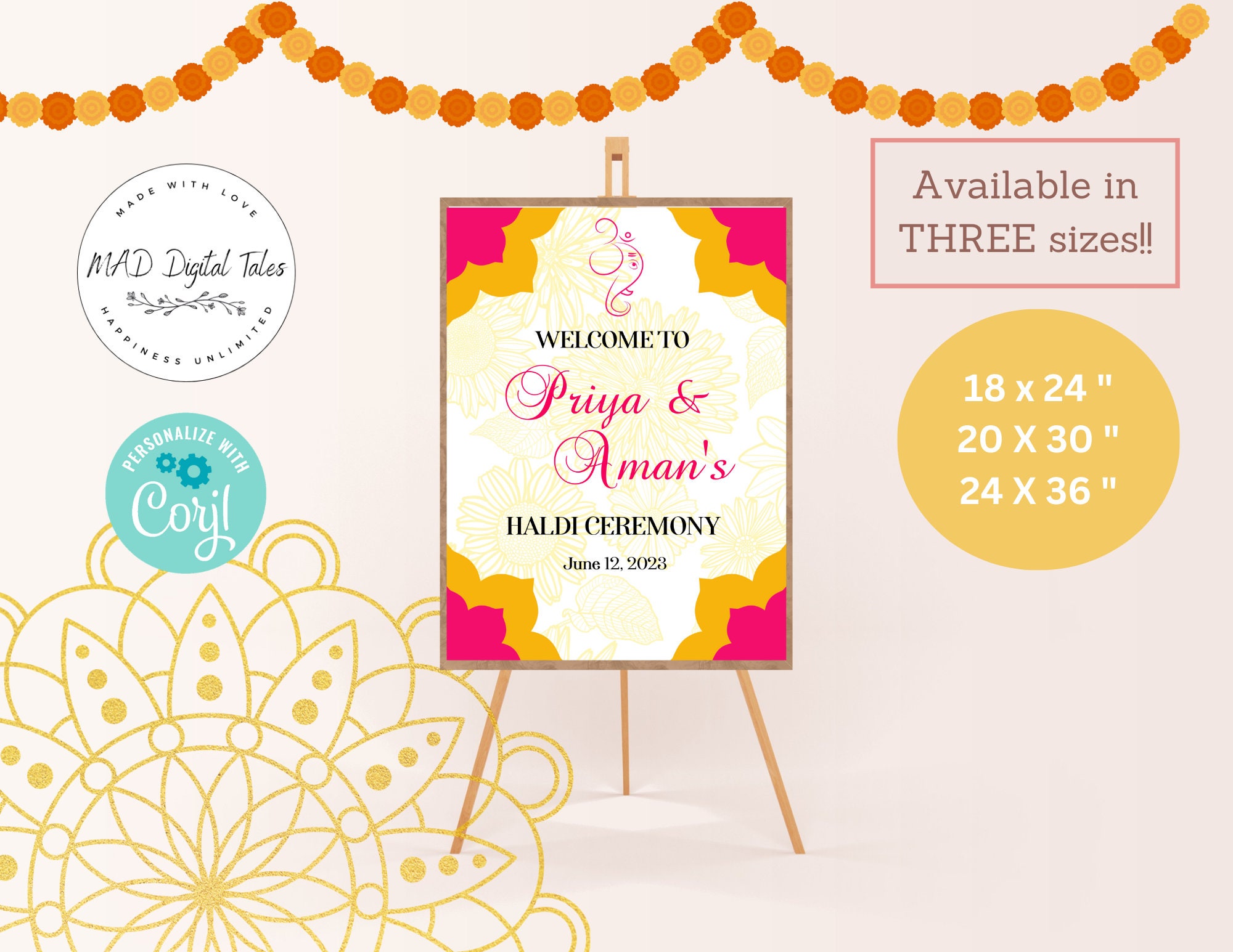 EDITABLE HALDI WELCOME Sign Indian Haldi Welcome Sign Pithi Welcome ...