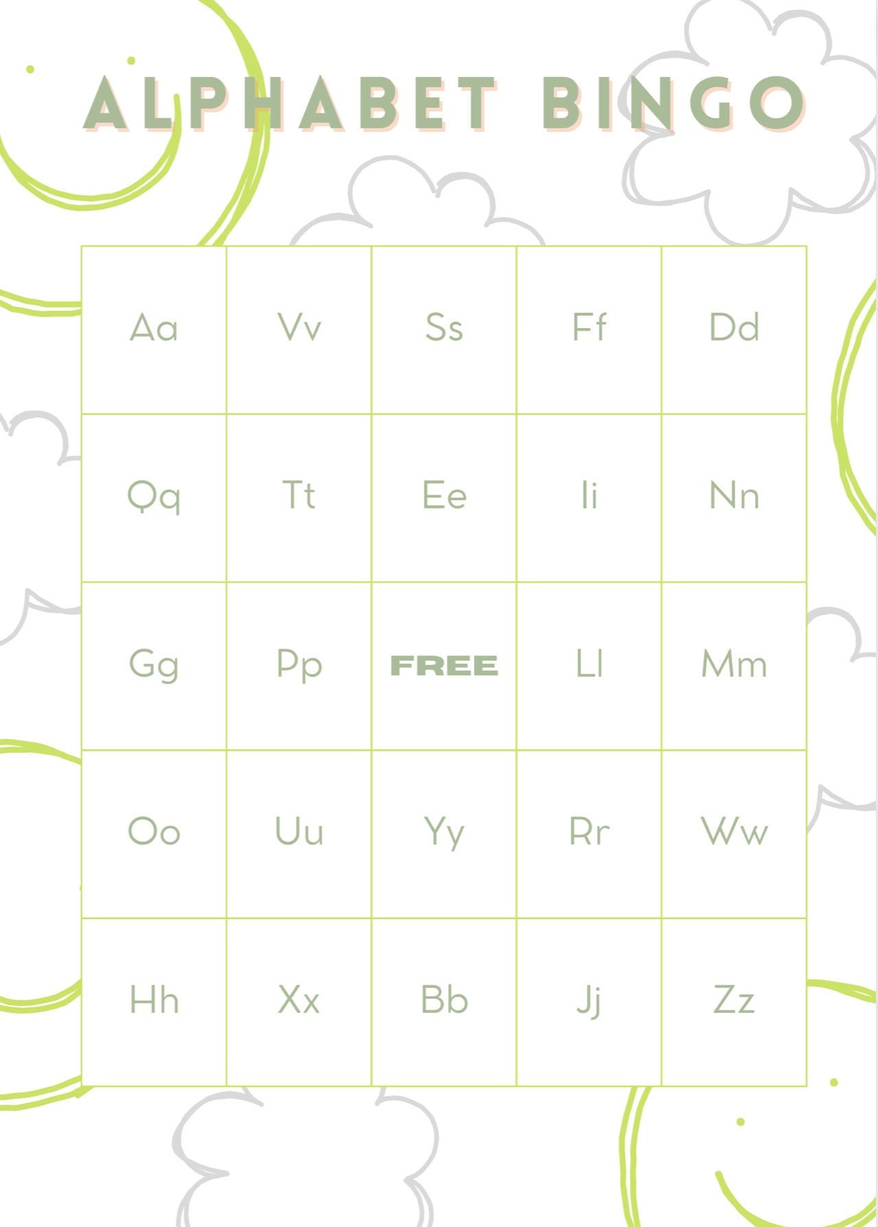 15 Bingo Cards, Bingo Game, Alphabet Bingo Cards, Party Games, School ...