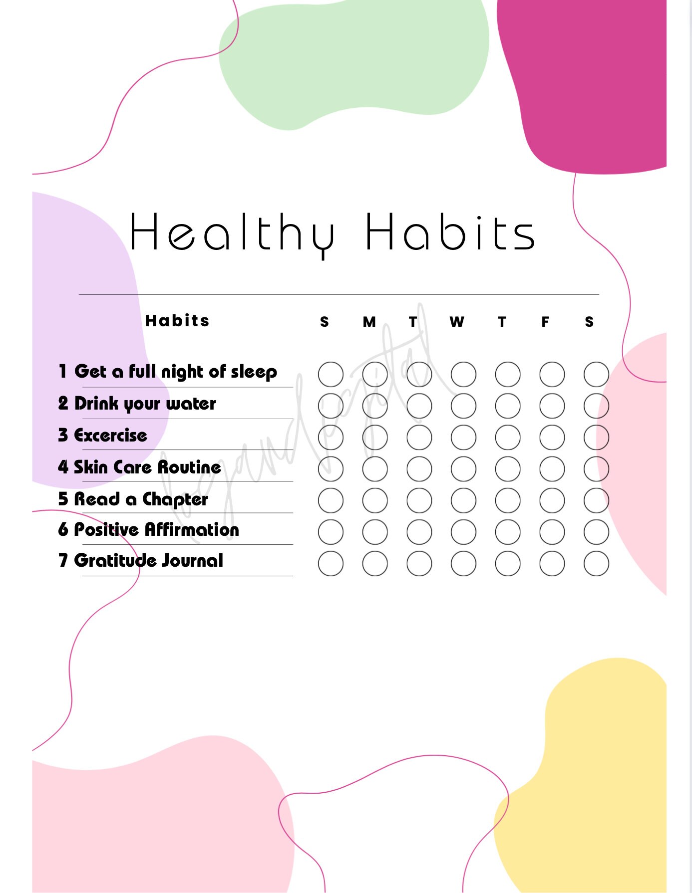 Healthy Habits Tracker, Daily Habits Chart, Daily Challenge List ...