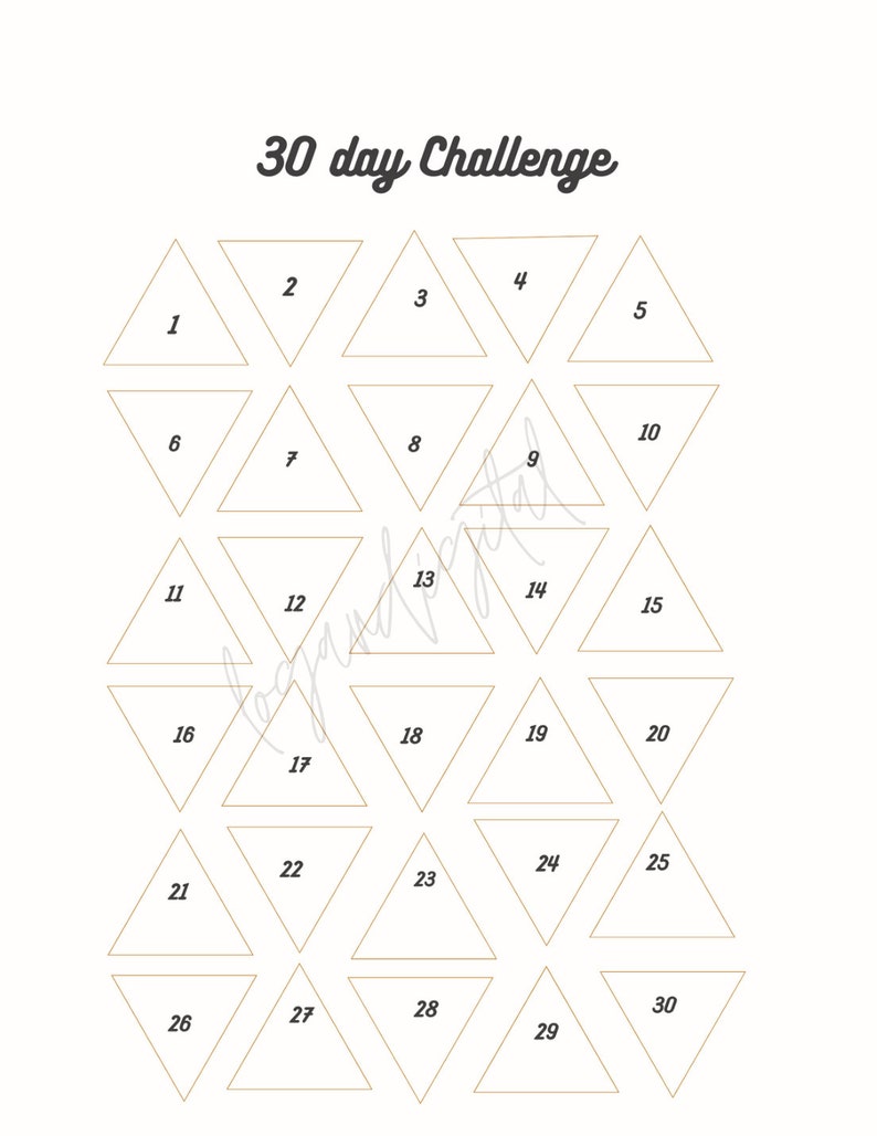 30 Day Challenge Printable, Digital Download, 30 Day Color in the Chart ...