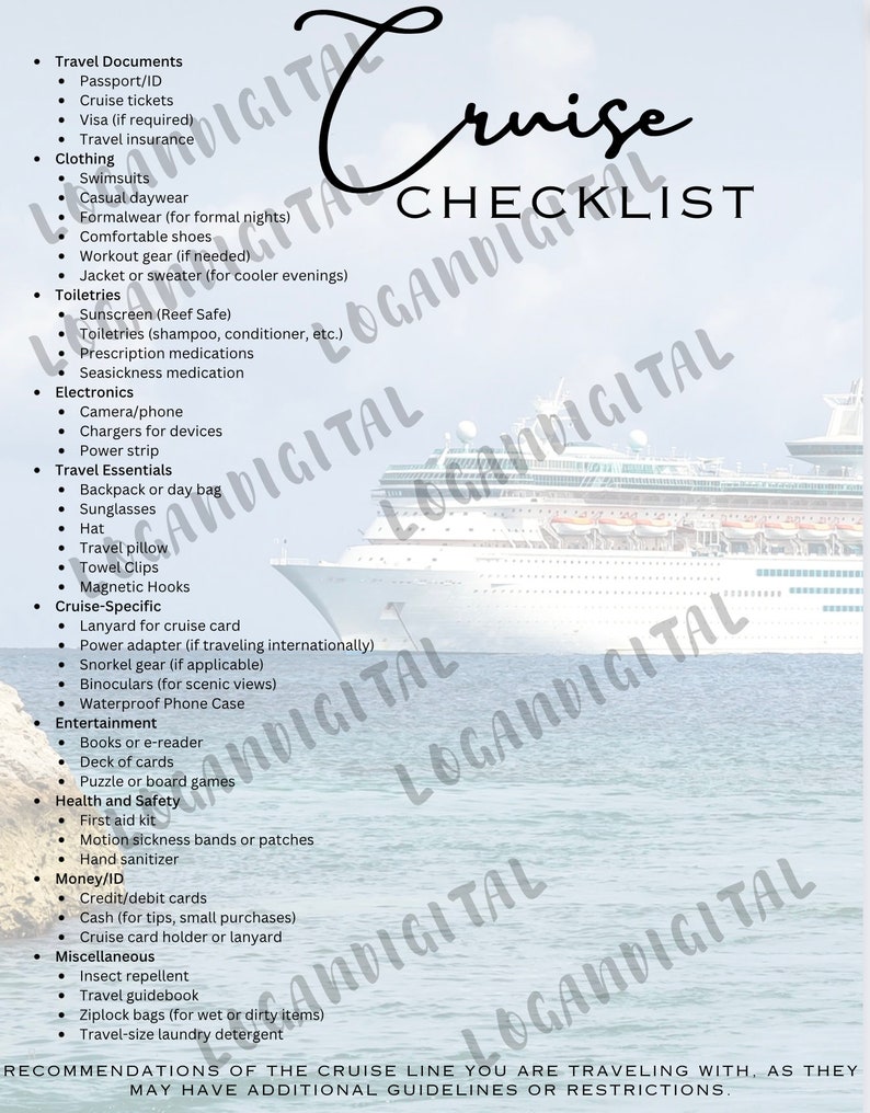 Cruise Checklist, Packing Guide for Ship Must Haves, Items to Bring ...