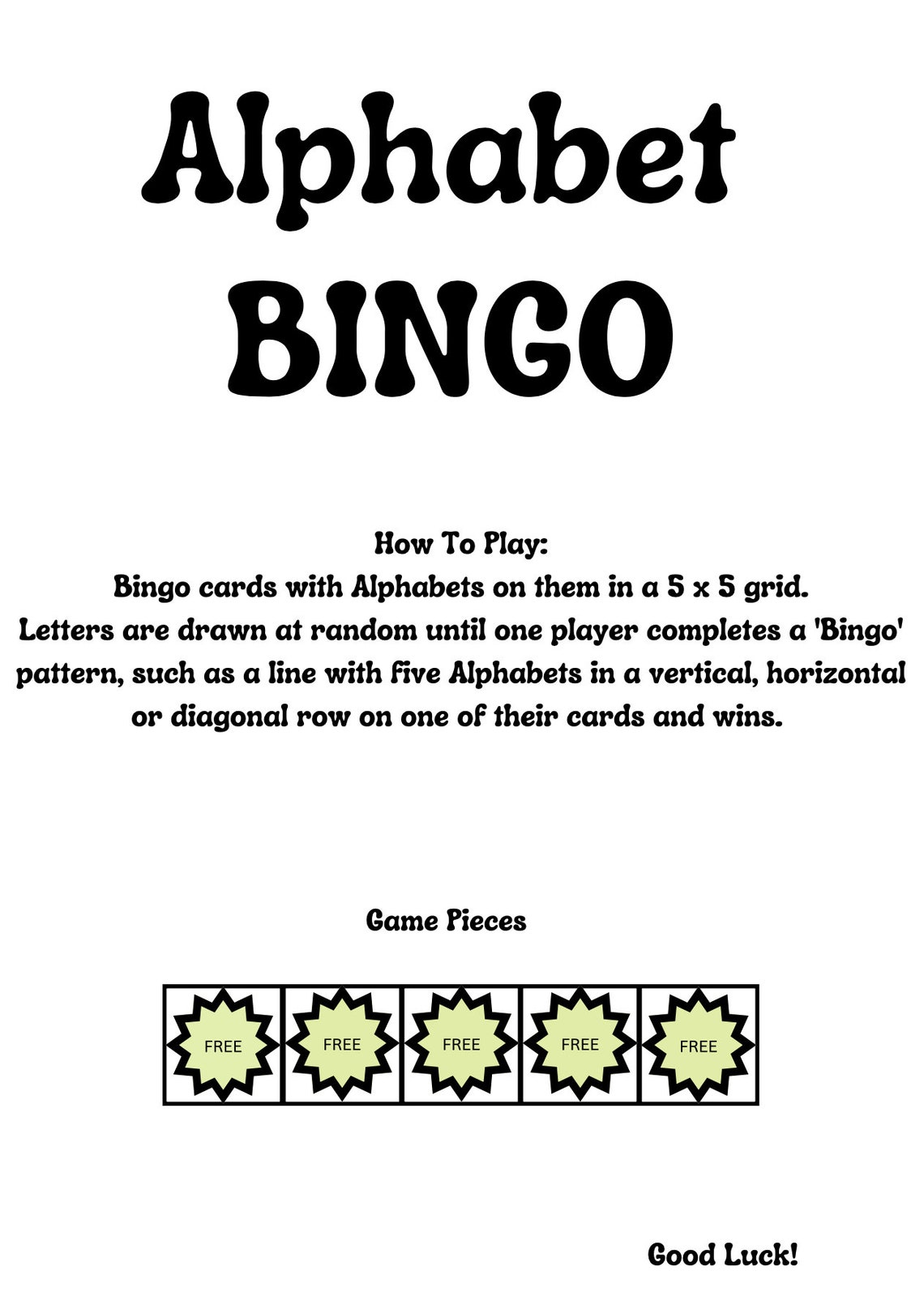 15 Bingo Cards, Bingo Game, Alphabet Bingo Cards, Party Games, School ...
