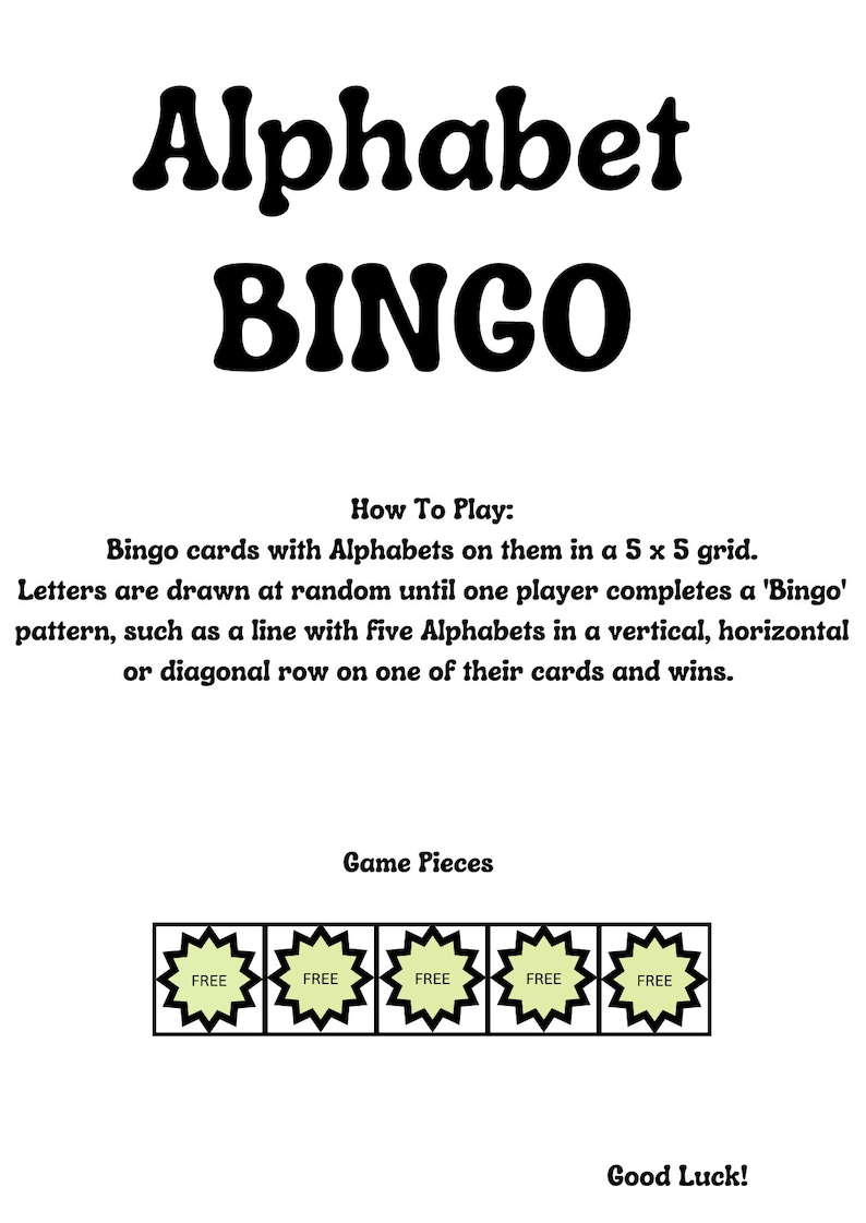 15 Bingo Cards, Bingo Game, Alphabet Bingo Cards, Party Games, School ...