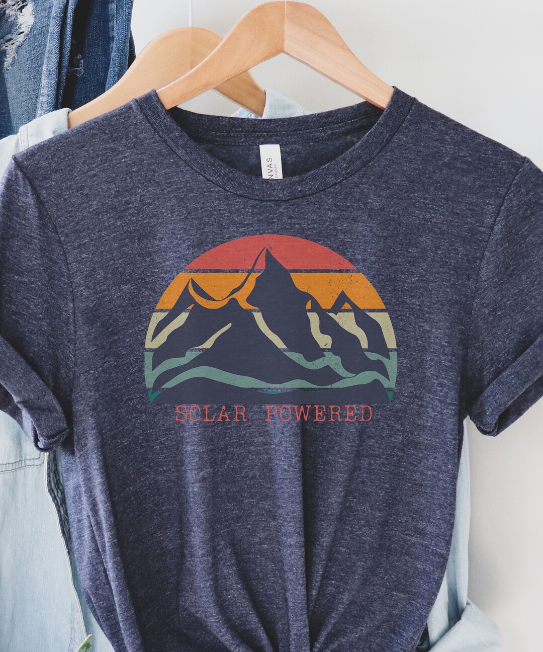 Solar Powered Shirt, Mountain Sunset Tshirt, Outdoors Tee, Nature Shirt ...