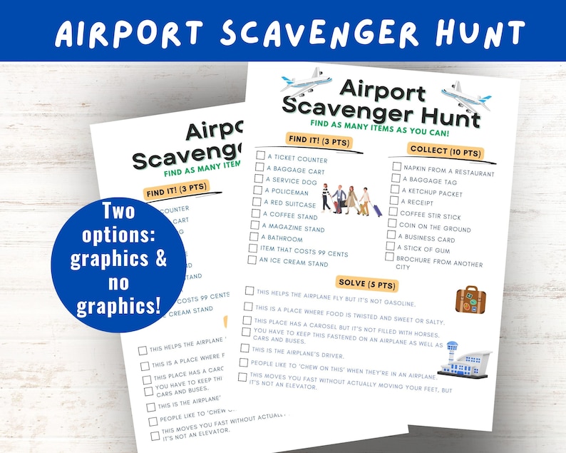 Airport Scavenger Hunt for Kids, Travel Treasure Hunt, Family Vacation ...