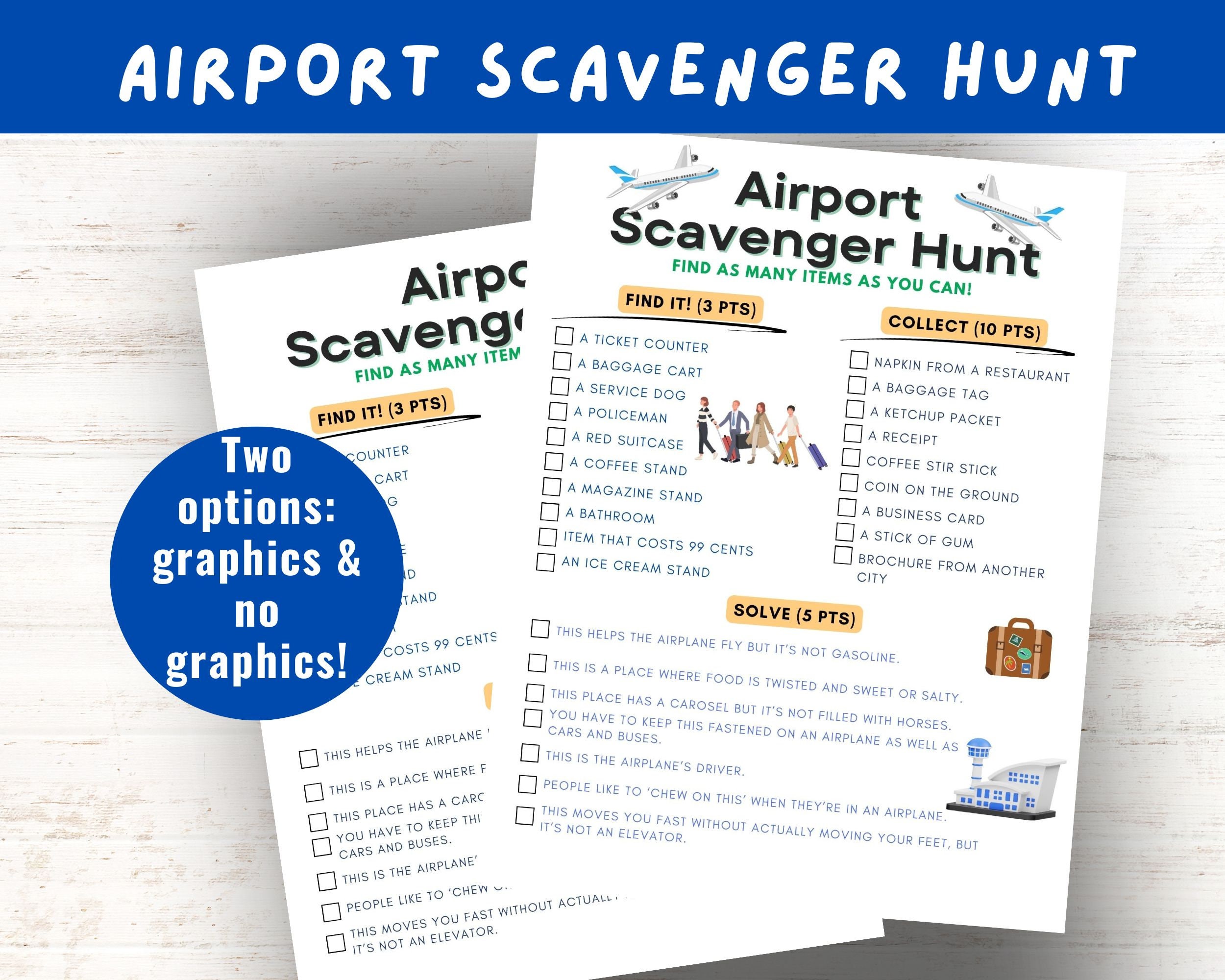 Airport Scavenger Hunt for Kids, Travel Treasure Hunt, Family Vacation ...