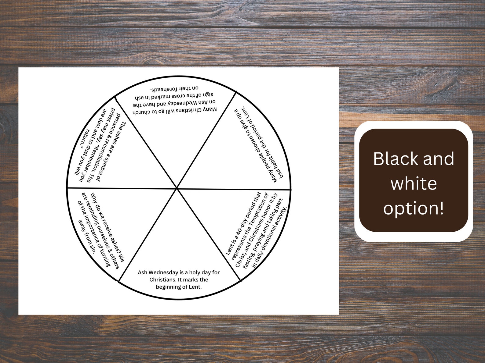 Ash Wednesday Craft, Printable Catholic Spinner Wheel Lesson for Kids ...