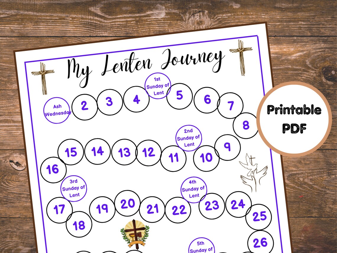 Lenten Calendar Printable, Ash Wednesday, Lent Calendar 2024, Lenten ...