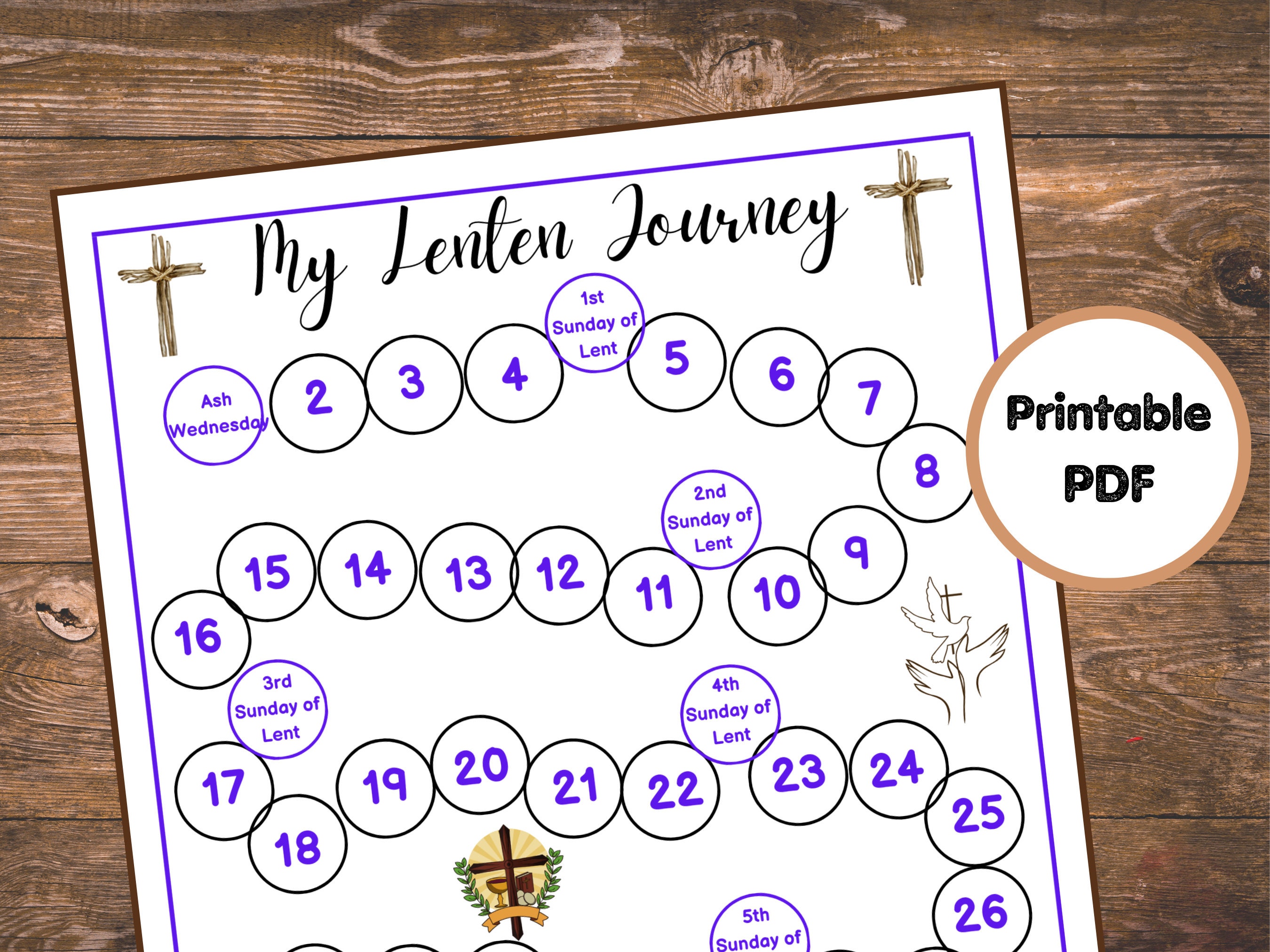 Lenten Calendar Printable, Ash Wednesday, Lent Calendar 2024, Lenten ...