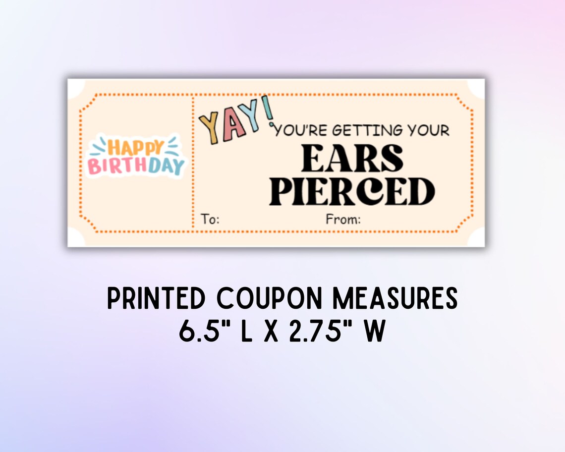 Ear Piercing Coupons, Ear Piercing Gift Voucher, Birthday Surprise Gift ...