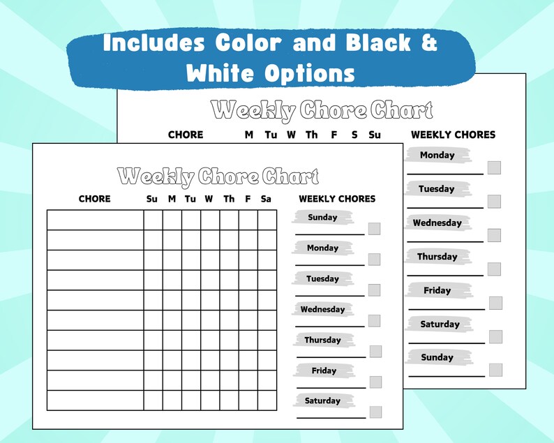 Girl Chore Chart | Kid Chore Chart | Editable Template | Printable ...