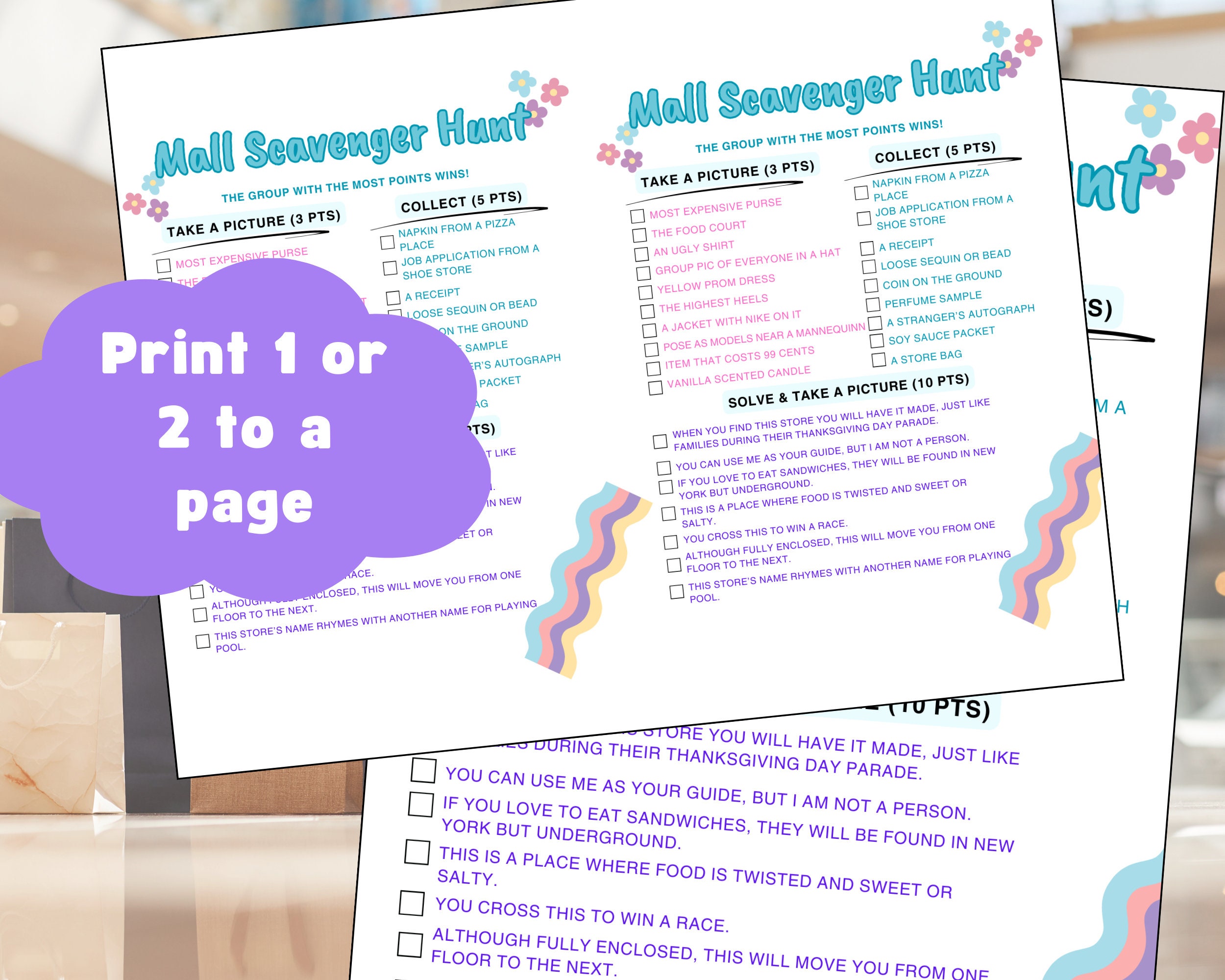 Scavenger Hunt Mall Party | Shopping Scavenger Hunt | Digital Diy ...