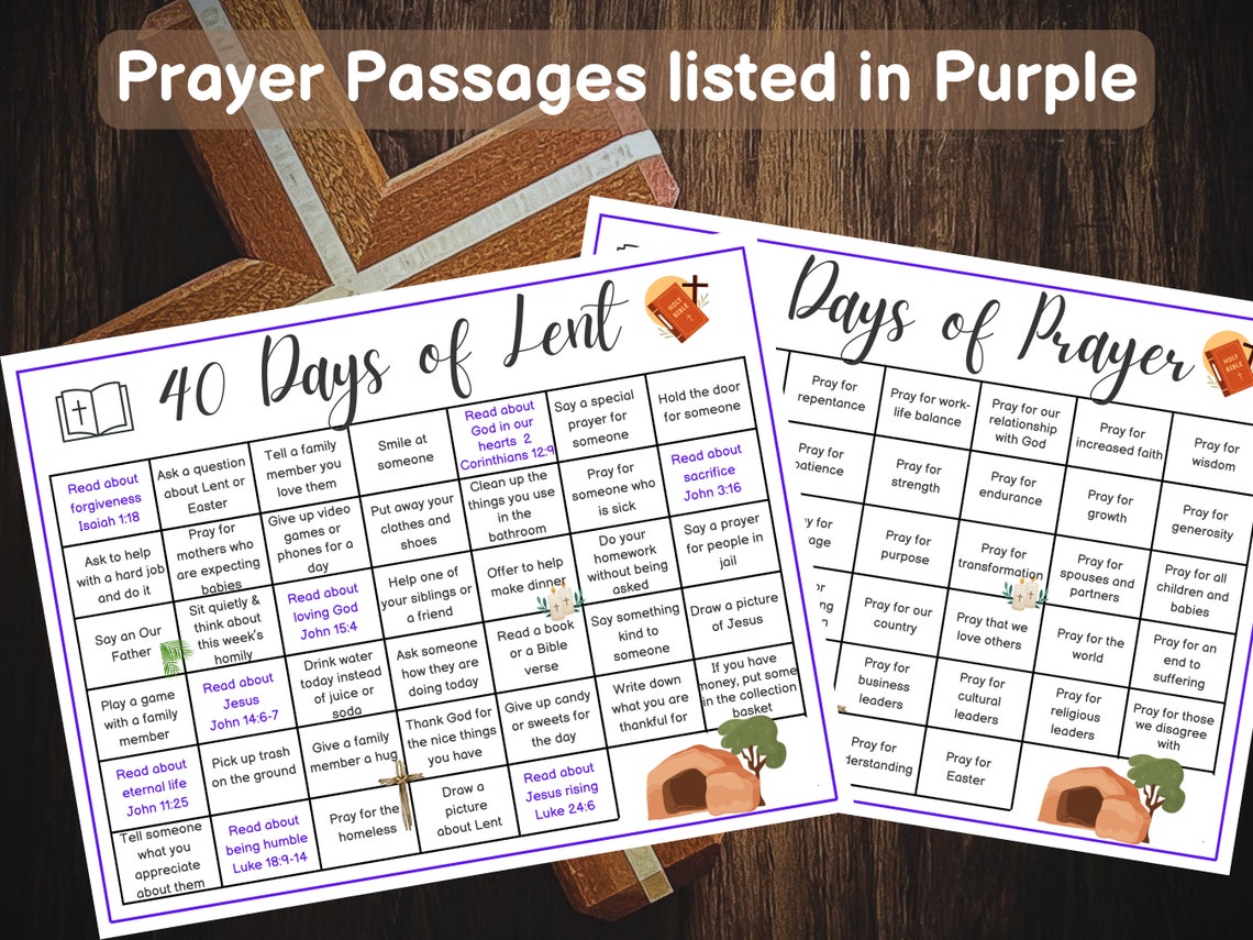 Lent Calendar 2024, 40 Days of Prayer Lent, Lenten Calendar for Kids ...