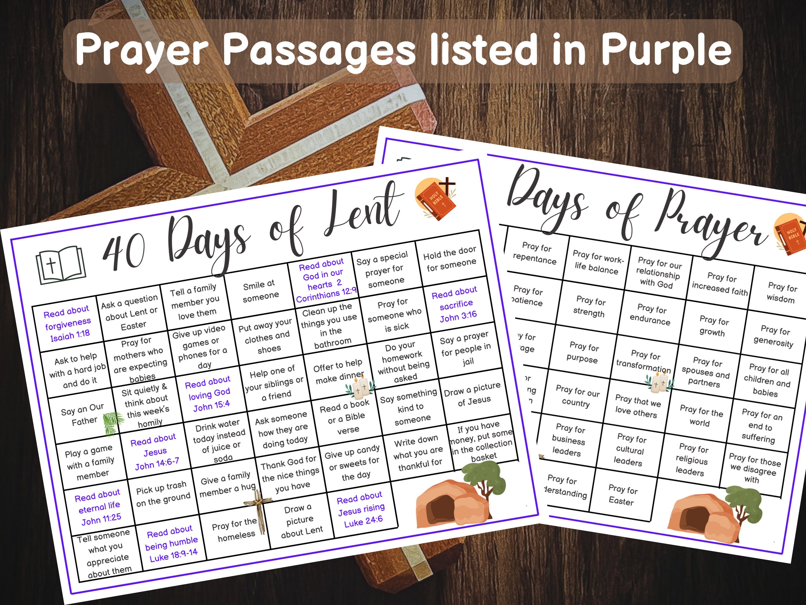 Lent Calendar 2024, 40 Days of Prayer Lent, Lenten Calendar for Kids ...