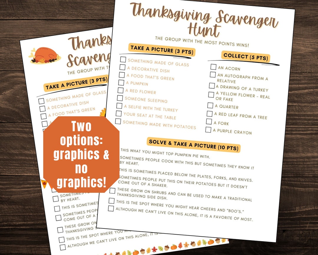 Printable Thanksgiving Scavenger Hunt, Thanksgiving Games for Kids ...