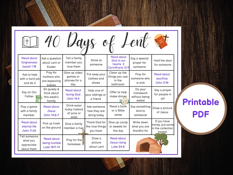 Lent Calendar 2024, 40 Days of Prayer Lent, Lenten Calendar for Kids ...