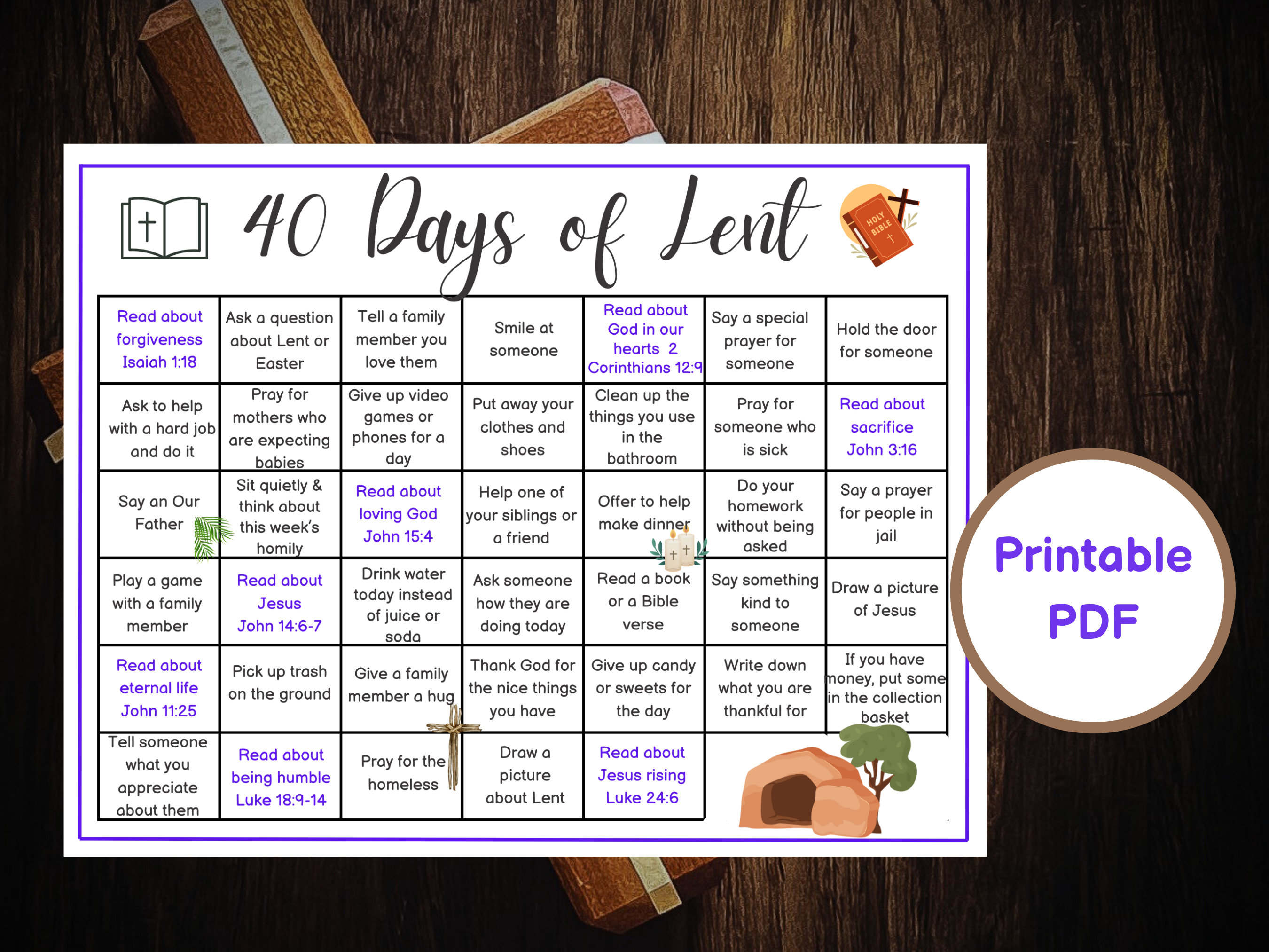 Lent Calendar 2024, 40 Days of Prayer Lent, Lenten Calendar for Kids ...