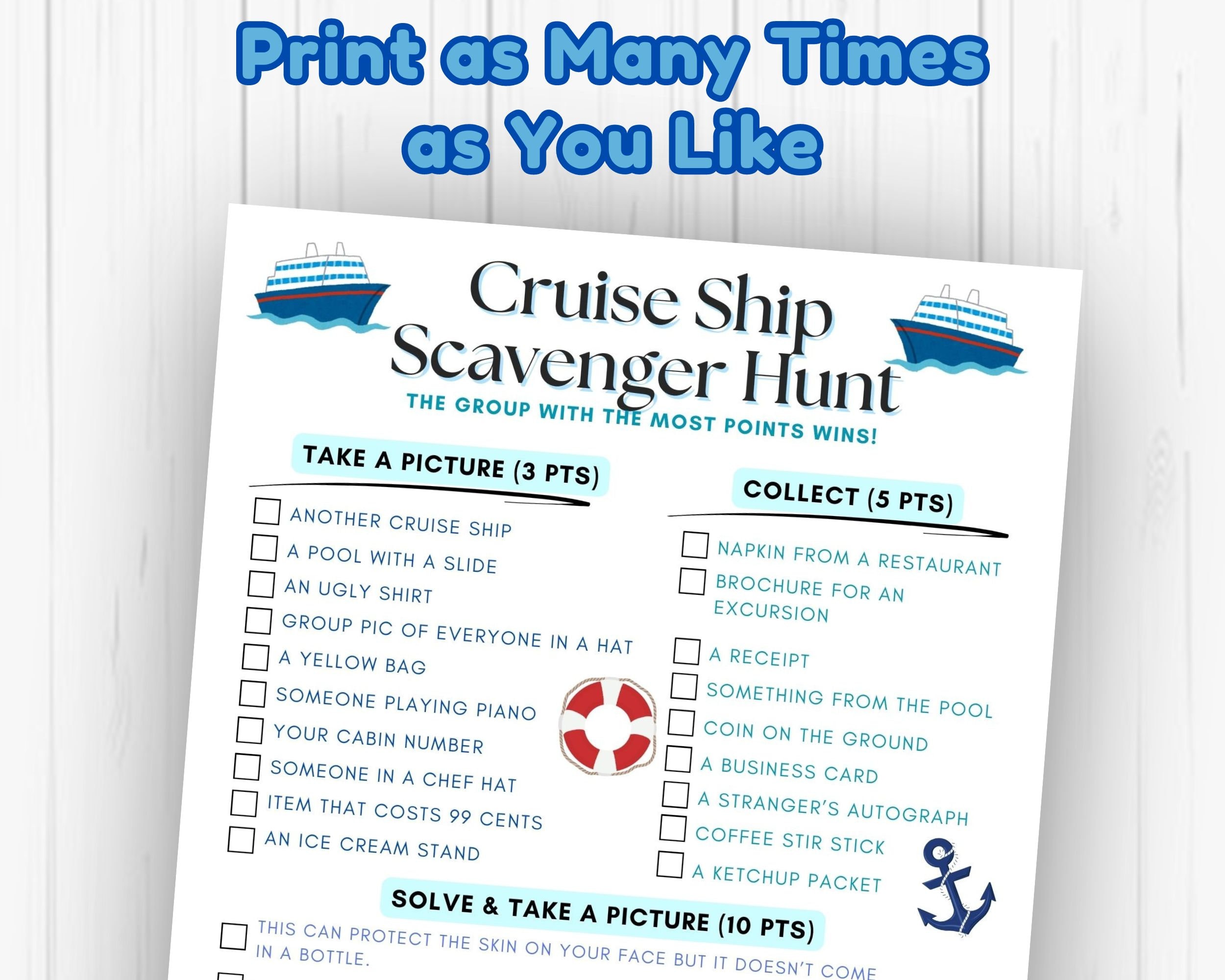 Cruise Scavenger Hunt Game, Cruise Ship Activities, Kids Cruise ...