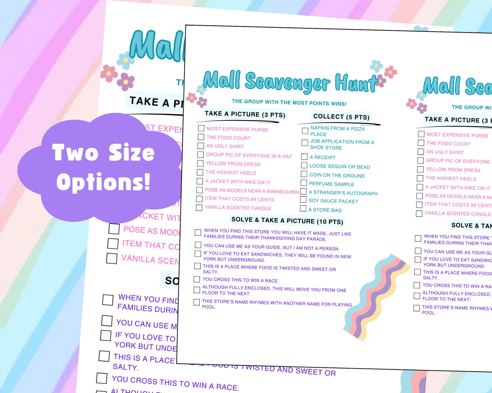 Scavenger Hunt Mall Party | Shopping Scavenger Hunt | Digital Diy ...