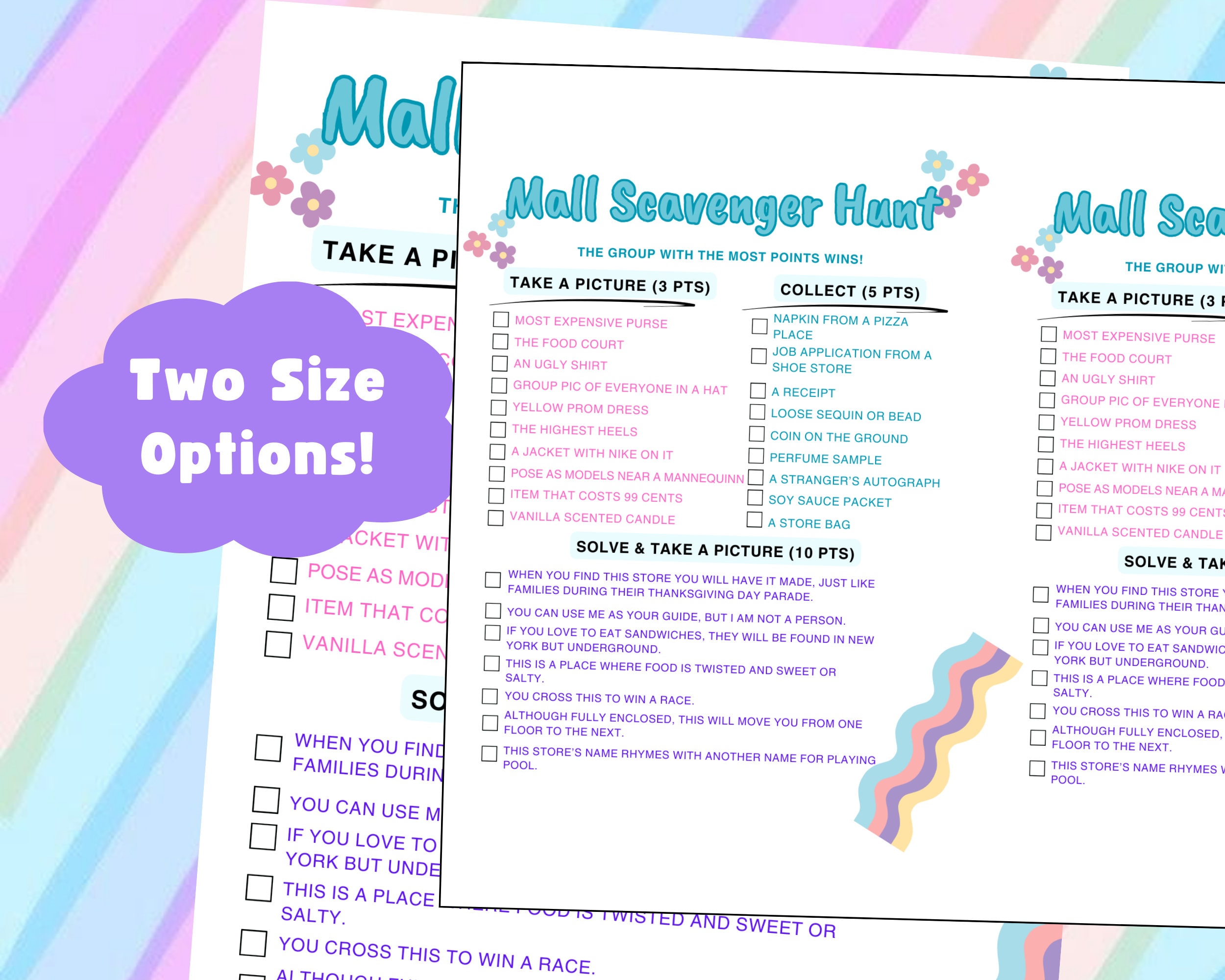 Scavenger Hunt Mall Party | Shopping Scavenger Hunt | Digital Diy ...