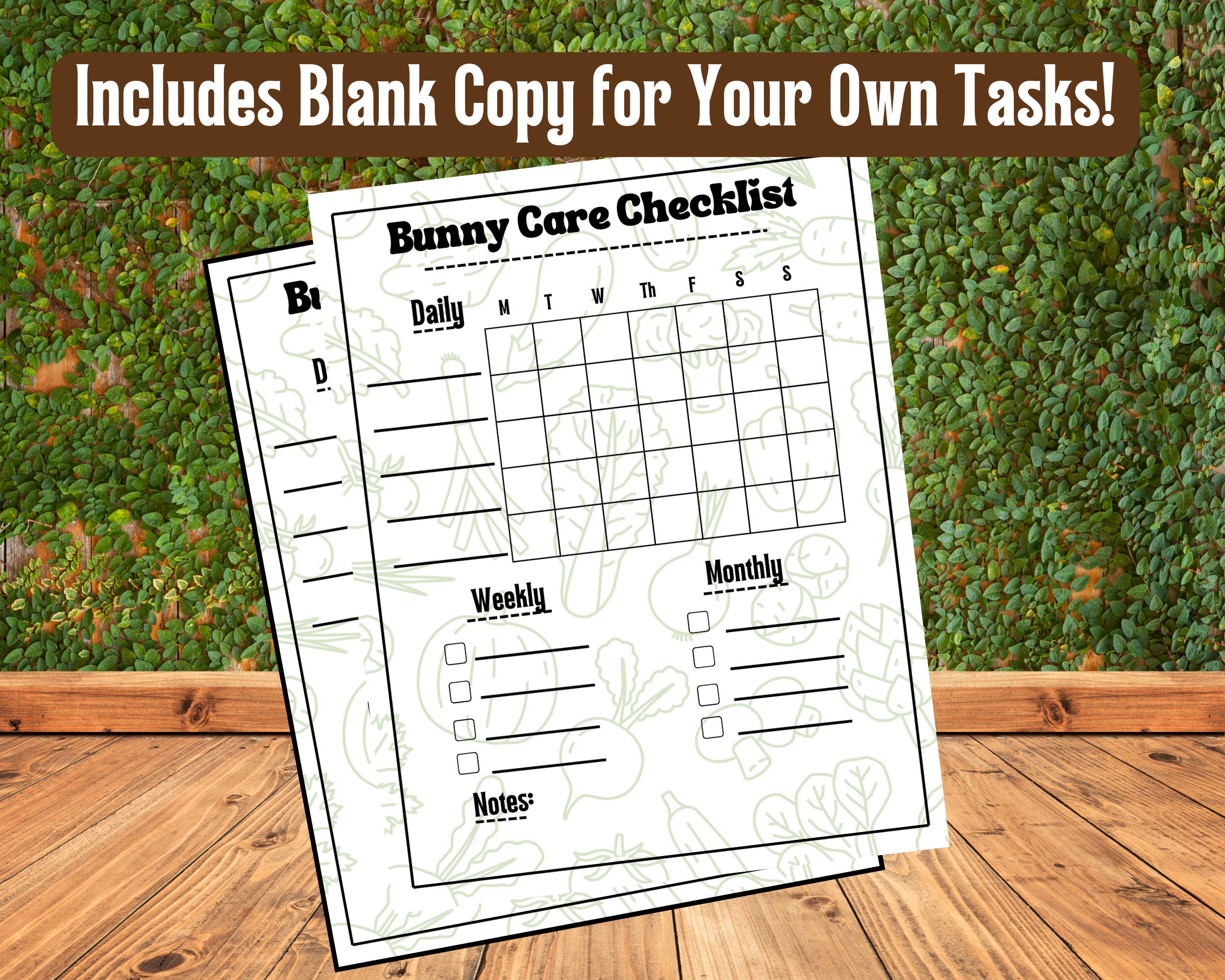 Bunny and Rabbit Daily Weekly Chore Chart, Petsitter Tasks, Rabbit Care ...