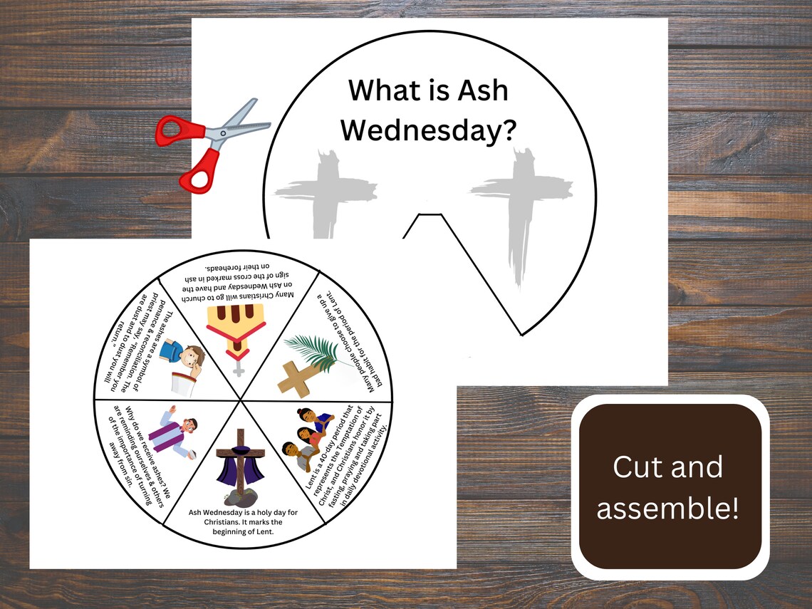 Ash Wednesday Craft, Printable Catholic Spinner Wheel Lesson for Kids ...