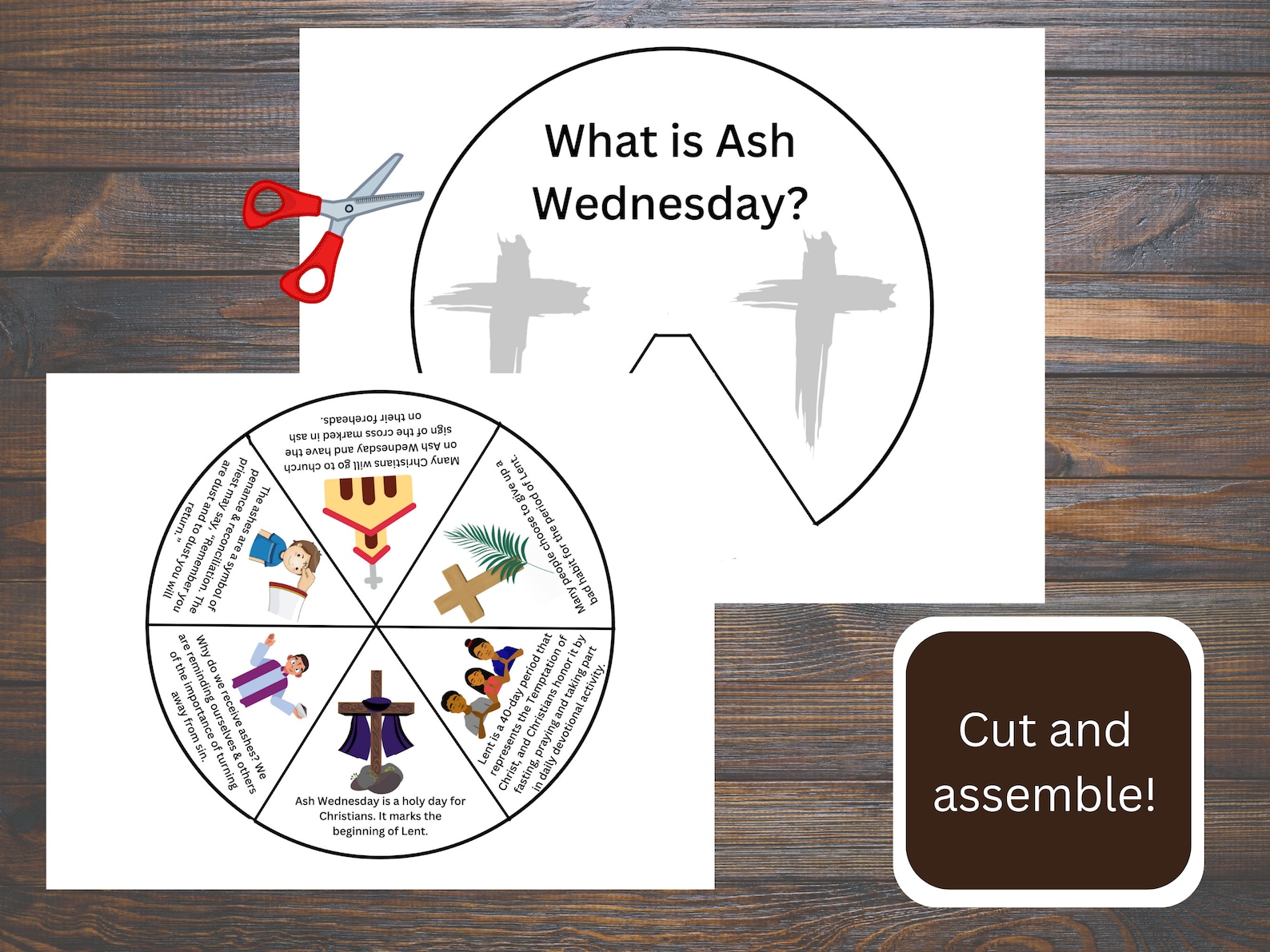 Ash Wednesday Craft, Printable Catholic Spinner Wheel Lesson for Kids ...
