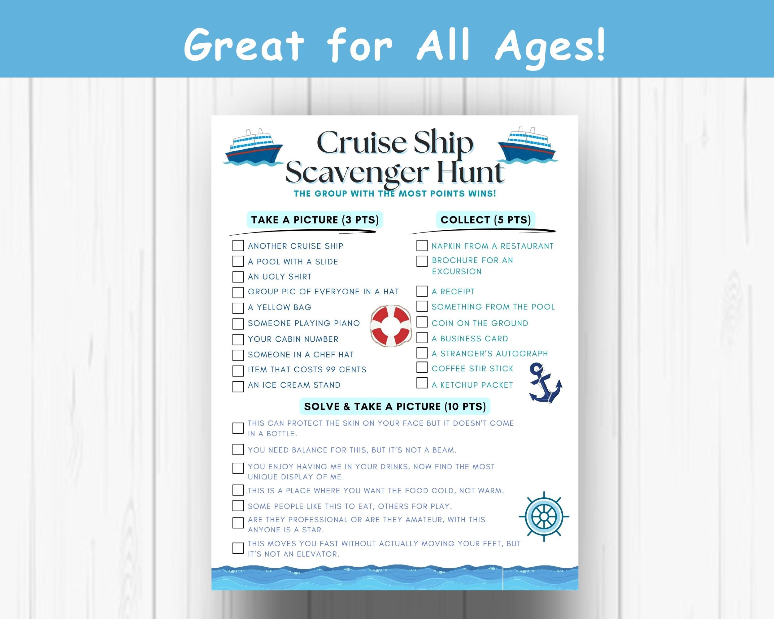 Cruise Scavenger Hunt Game, Cruise Ship Activities, Kids Cruise ...