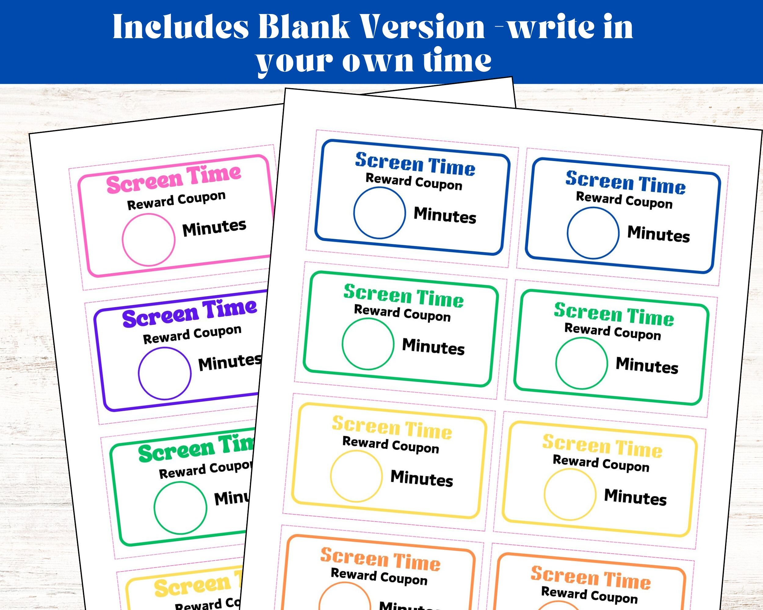 Screen Time Coupon, Screen Time Rules, Screen Time Chore Chart, Kids ...