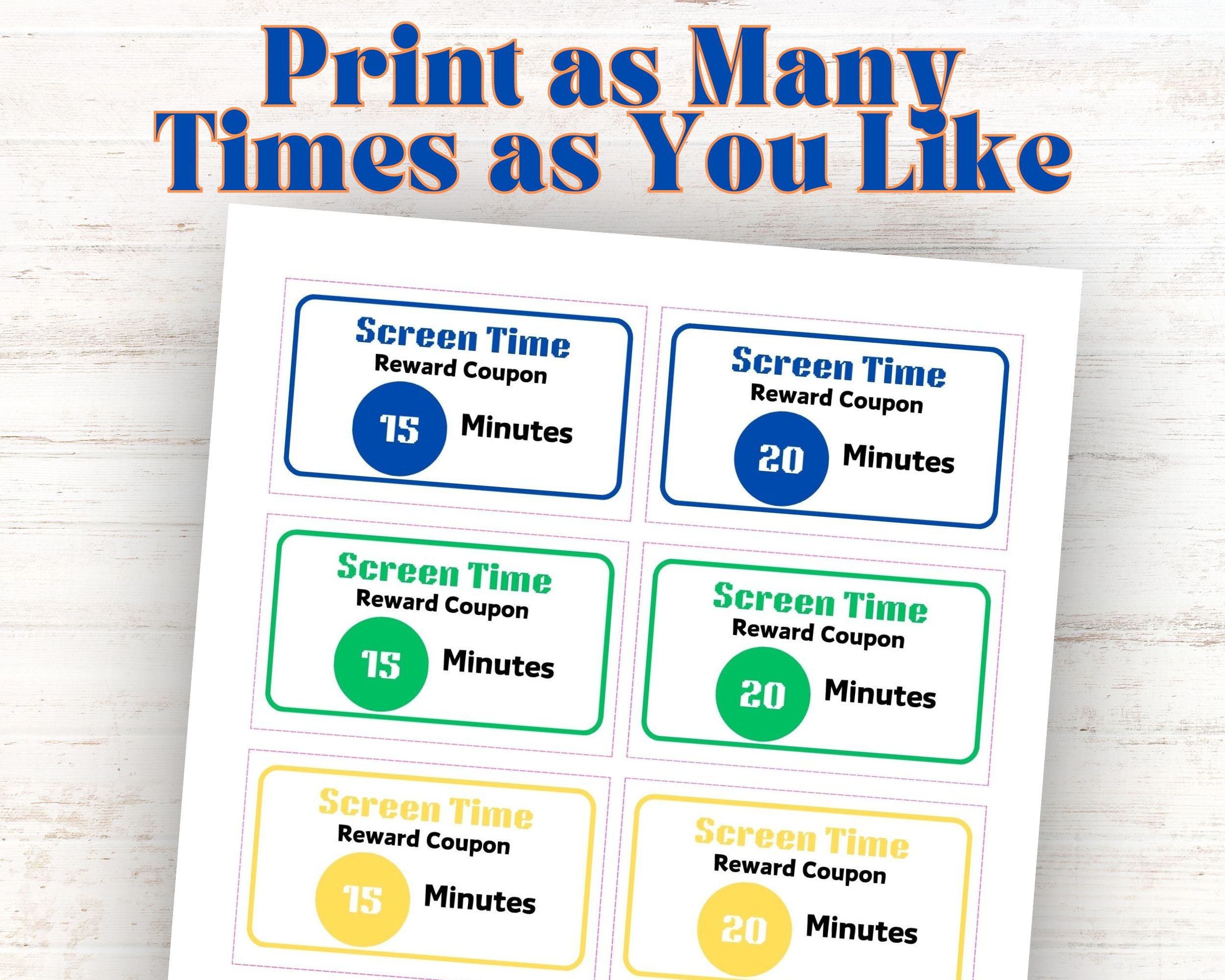 Screen Time Coupon, Screen Time Rules, Screen Time Chore Chart, Kids ...