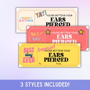 Ear Piercing Coupons, Ear Piercing Gift Voucher, Birthday Surprise Gift ...