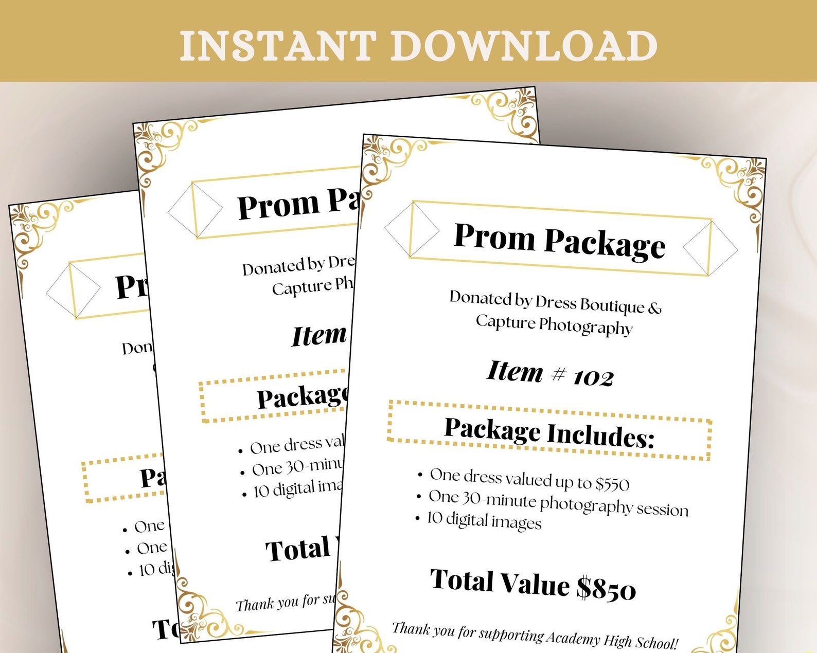Silent Auction Item Sign Template | Auction Item Template | Silent ...