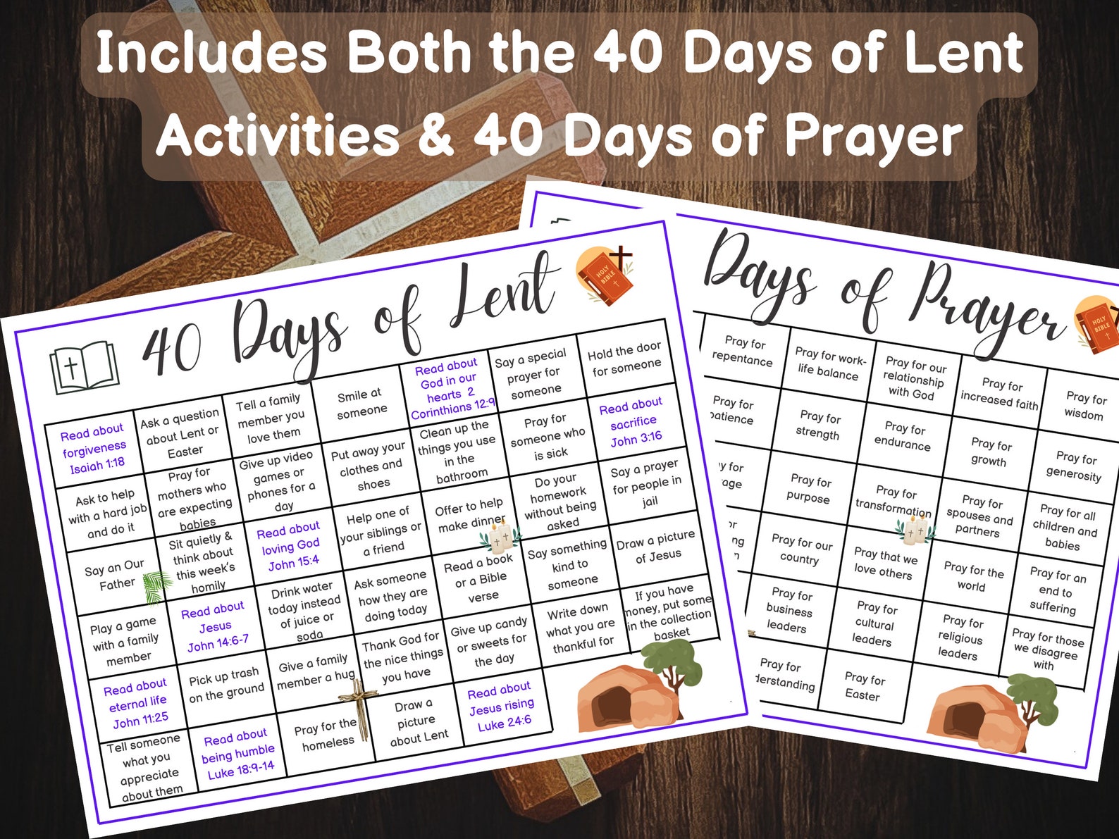 Lent Calendar 2024, 40 Days of Prayer Lent, Lenten Calendar for Kids ...