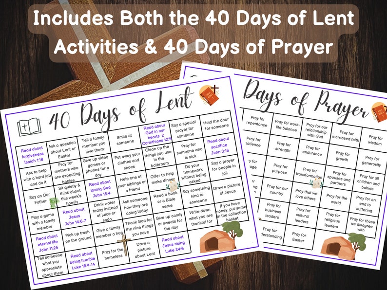 Lent Calendar 2024, 40 Days of Prayer Lent, Lenten Calendar for Kids ...
