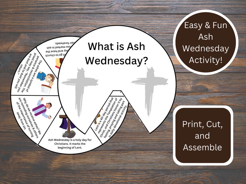 Ash Wednesday Craft, Printable Catholic Spinner Wheel Lesson for Kids ...