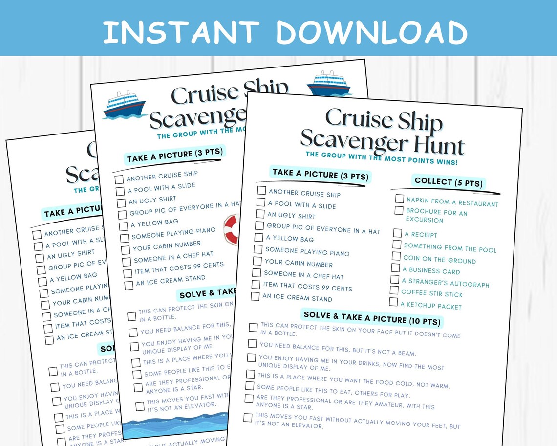Cruise Scavenger Hunt Game, Cruise Ship Activities, Kids Cruise ...