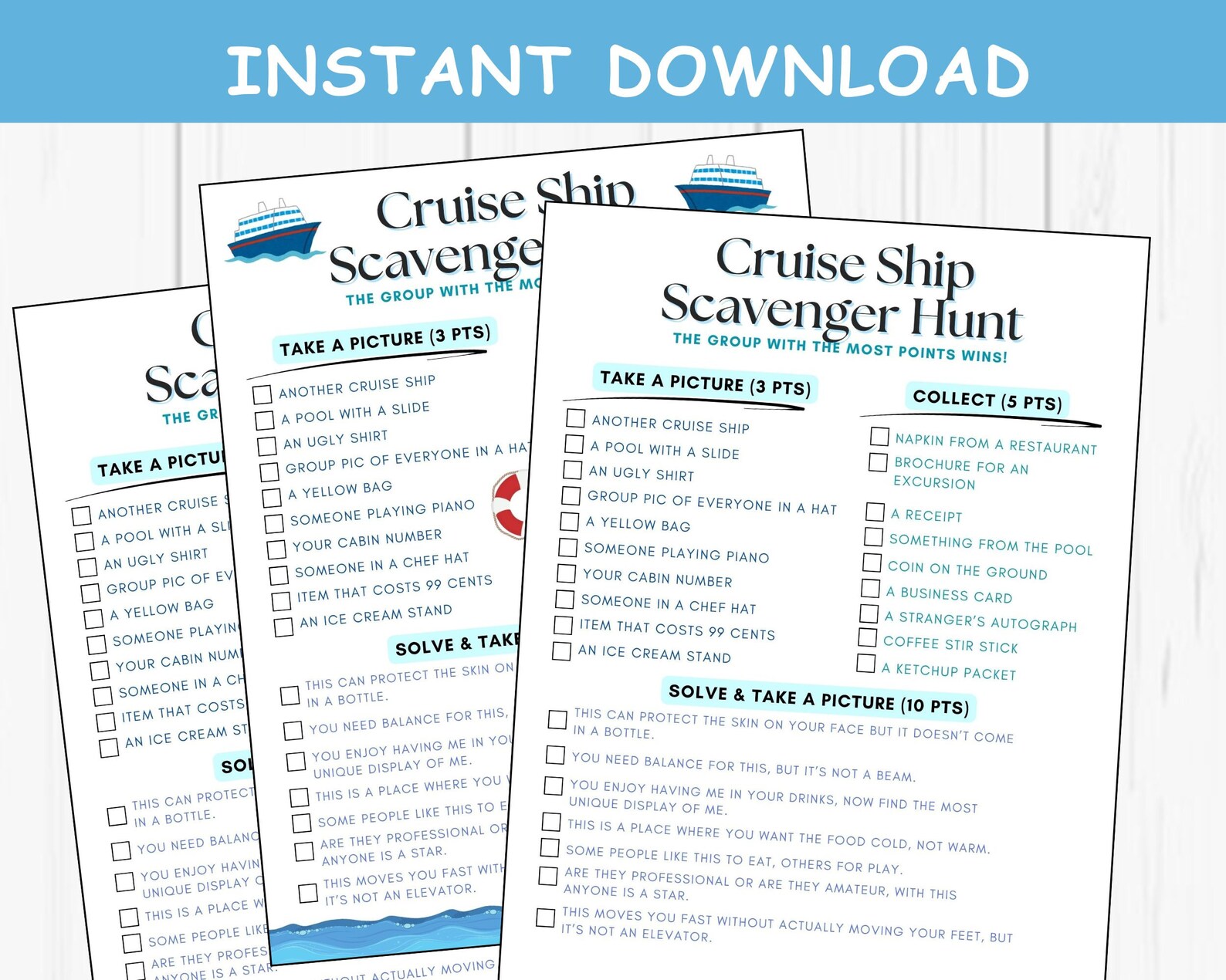 Cruise Scavenger Hunt Game, Cruise Ship Activities, Kids Cruise ...