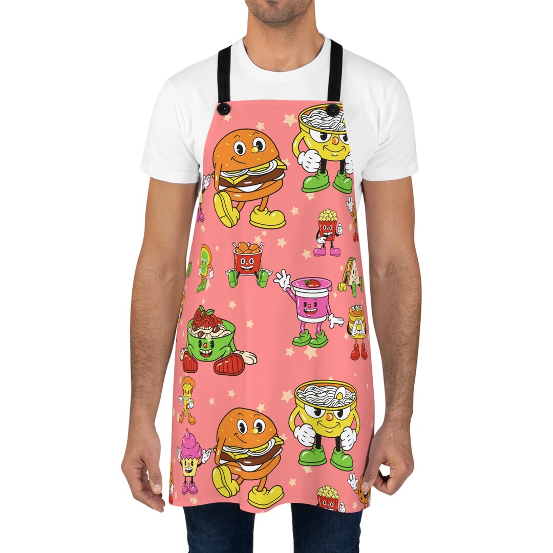 Apron Fast Food Cartoon Character All Over Print Red Kitchen Item Anime ...