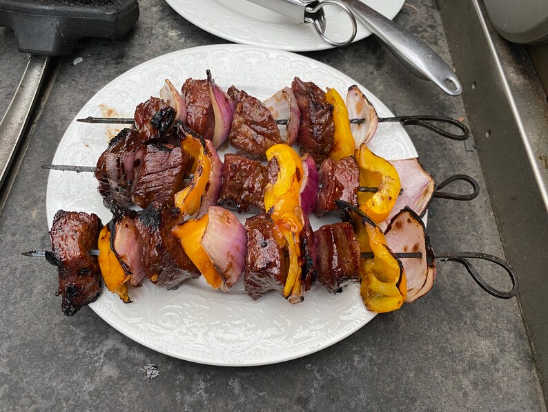 Hand Forged Rustic Bbq Kabob Skewers Set of 4 - Etsy