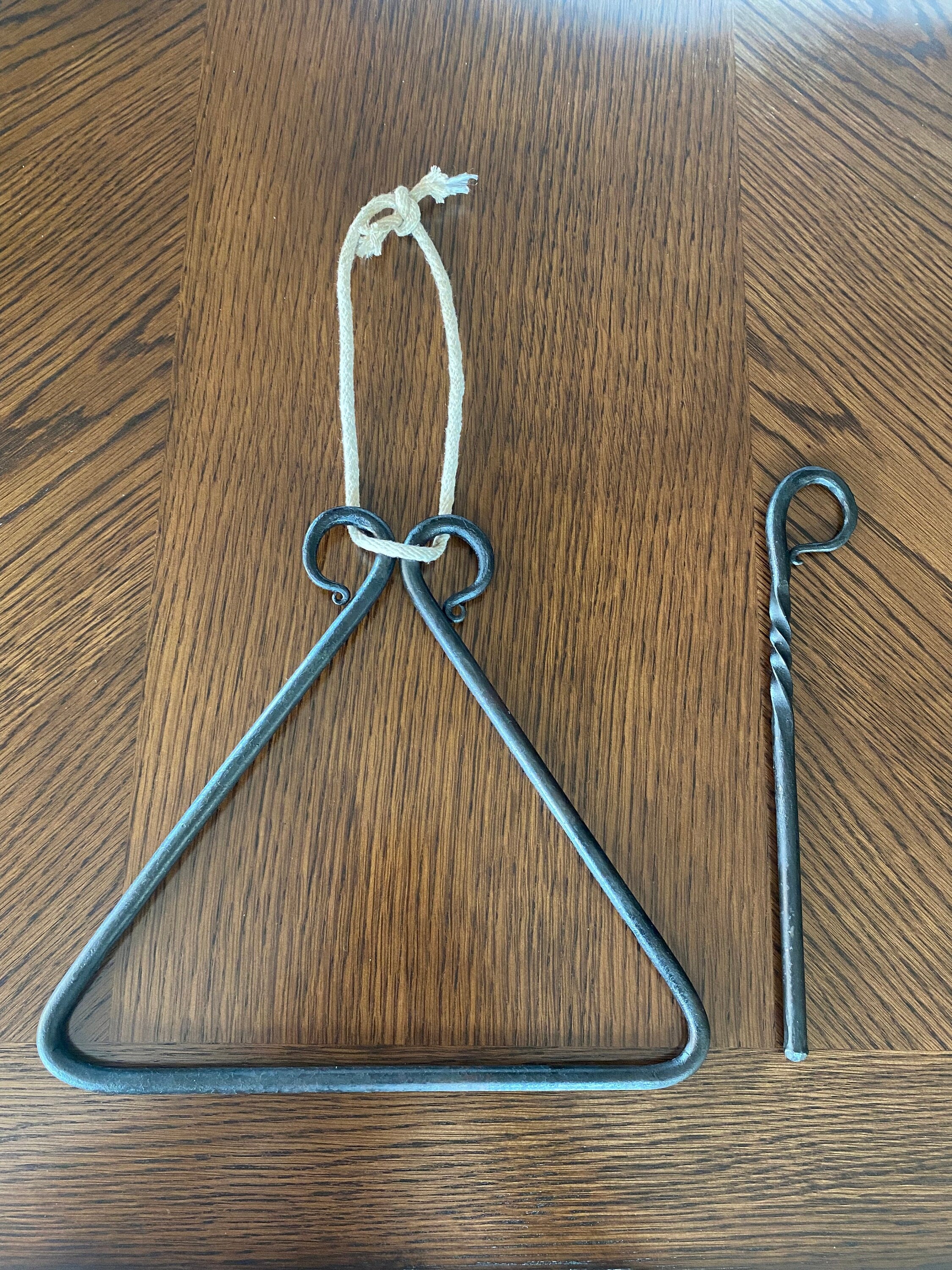 Hand Forged Triangle Dinner Bell - Etsy