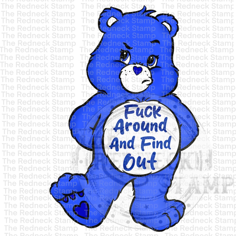 Blue Grumpy Swear Bear - Etsy