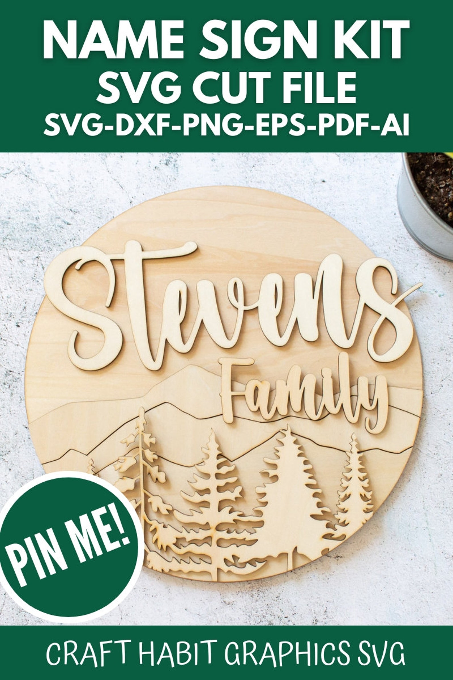 Name Sign Kit Mountain View | Layered DIY Name Sign Svg File - Laser ...