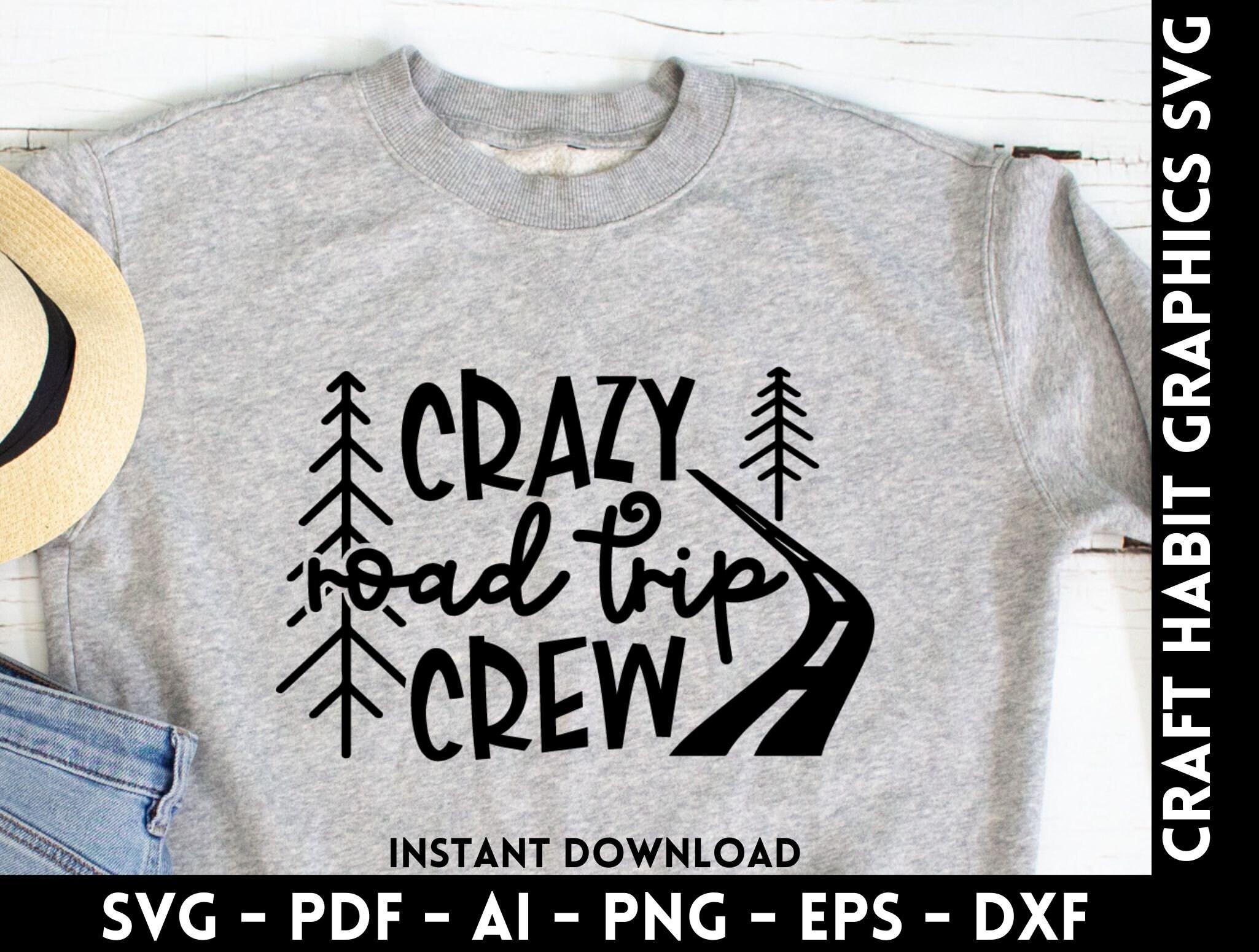 Crazy Road Trip Crew Svg, Pdf, Dxf, Eps, Png, Ai Files for Cutting ...